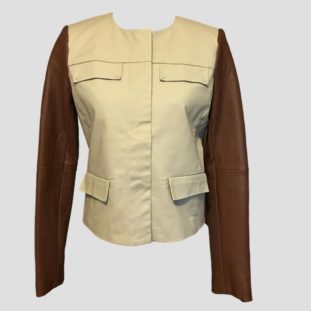 Michael Kors Cute Cropped Leather Jacket - Size 6 - Gem